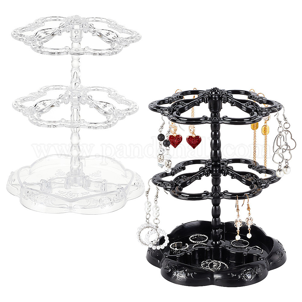 Wholesale 2 Sets 2 Colors 2-Tier 360 Rotating Plastic Jewelry Organizer ...