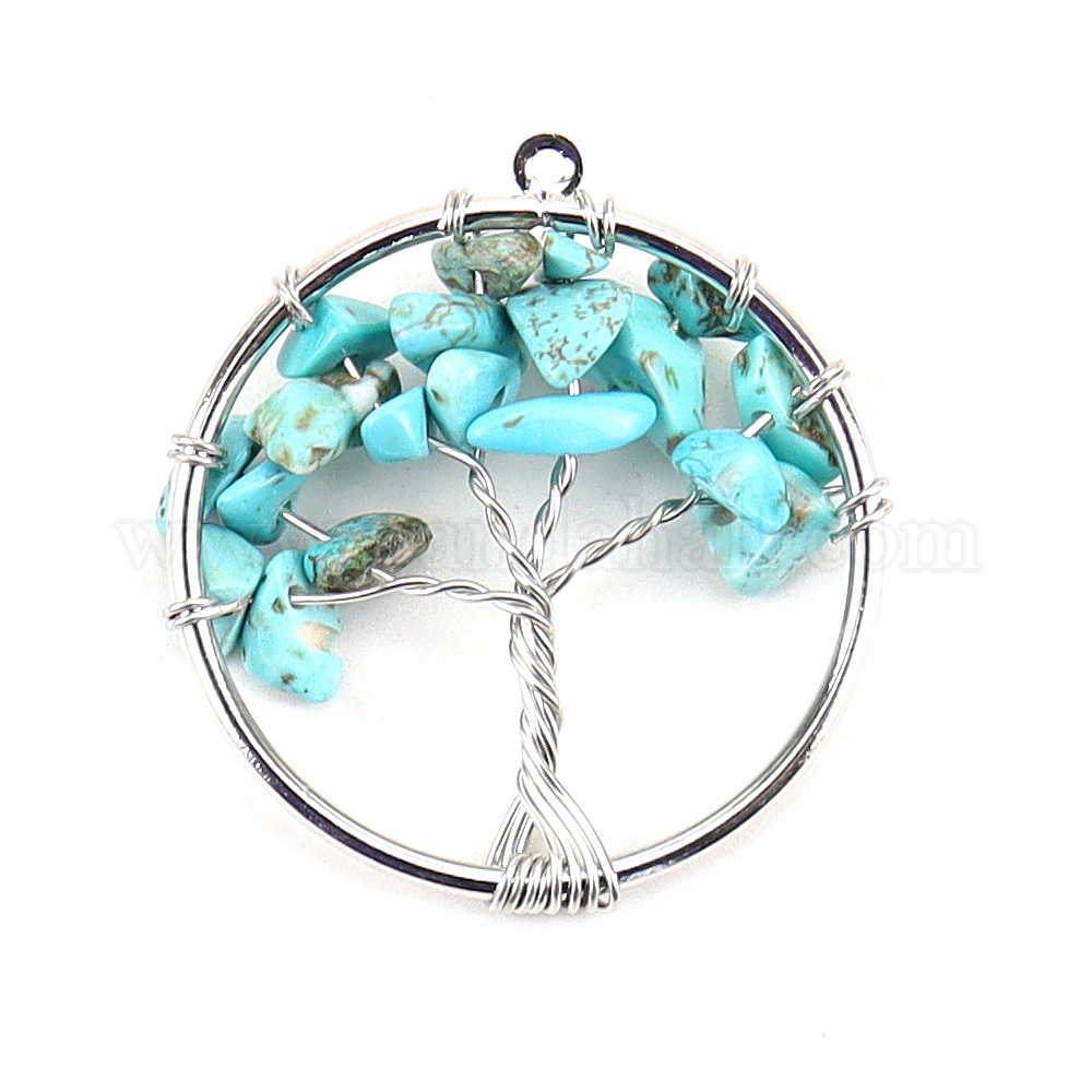 Wholesale Synthetic Turquoise Tree fo Life Pendants - Pandahall.com