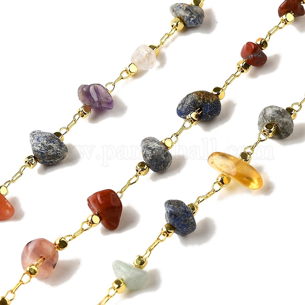 Wholesale Handmade Natural & Synthetic Mixed Stone Chip Beaded Chains ...