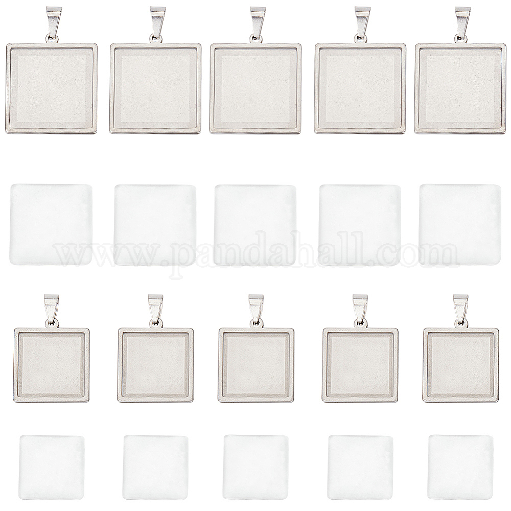 Wholesale DIY Blank Square Dome Pendant Making Kit - Pandahall.com