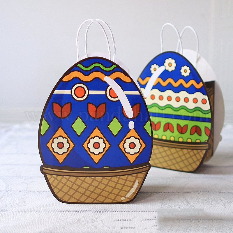 Wholesale Easter Egg Shaped Paper Candy Packaging Bags with Handle ...