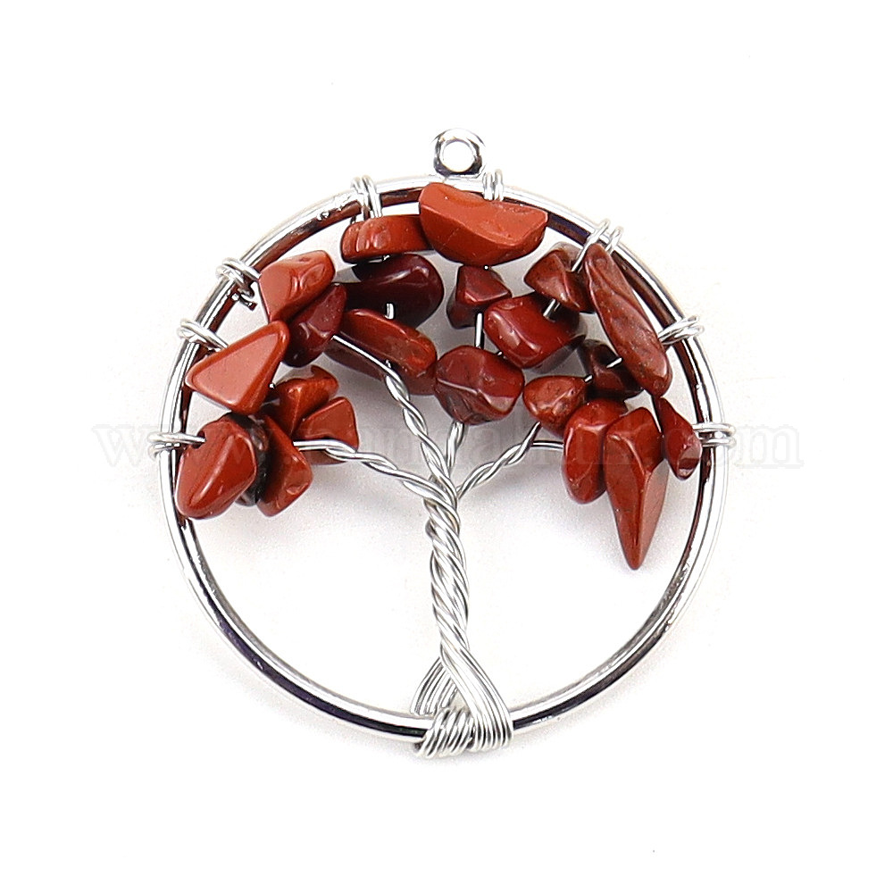 Wholesale Natural Red Jasper Tree fo Life Pendants - Pandahall.com