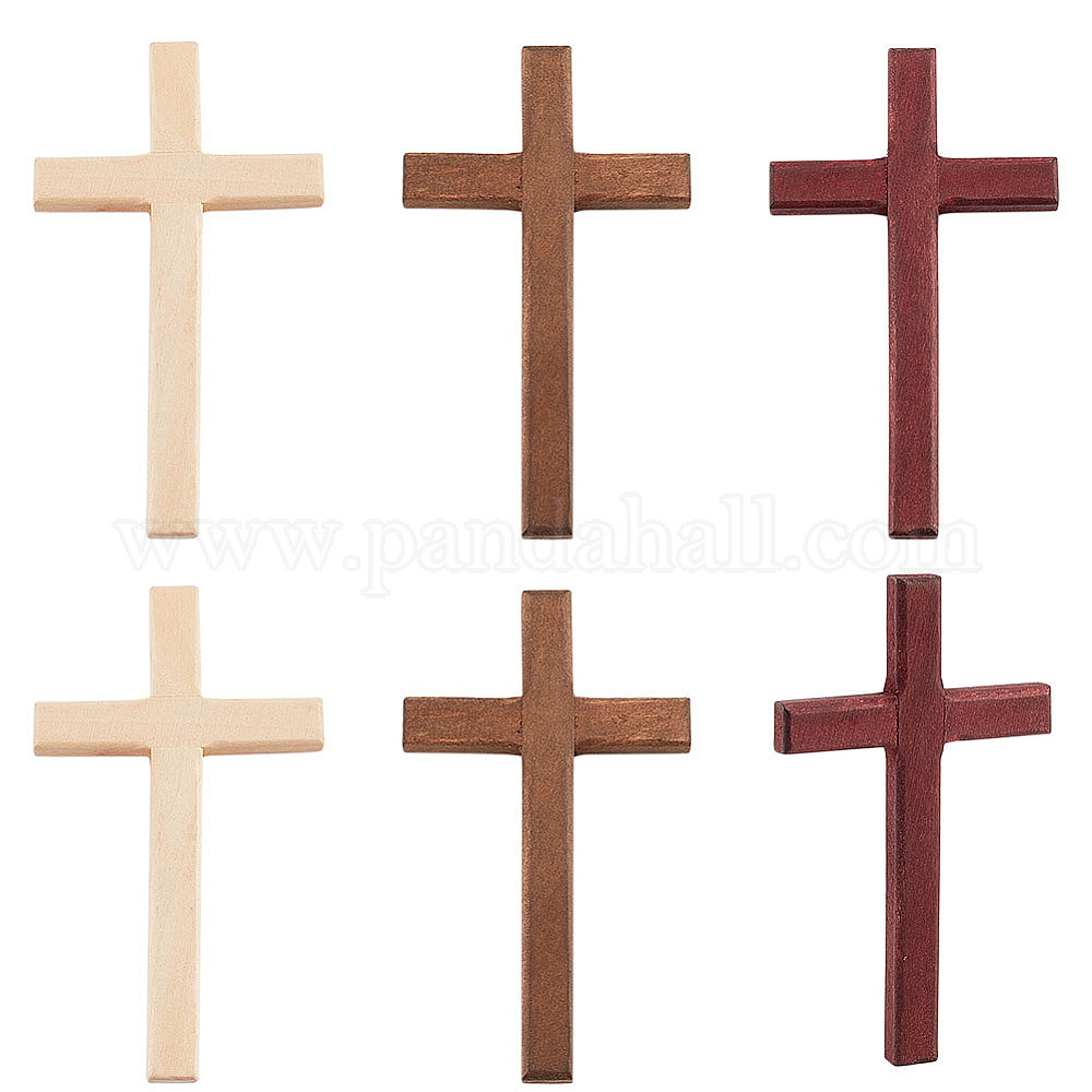 Wholesale PandaHall Elite 6Pcs 3 Colors Wooden Cross Wall Decoration ...
