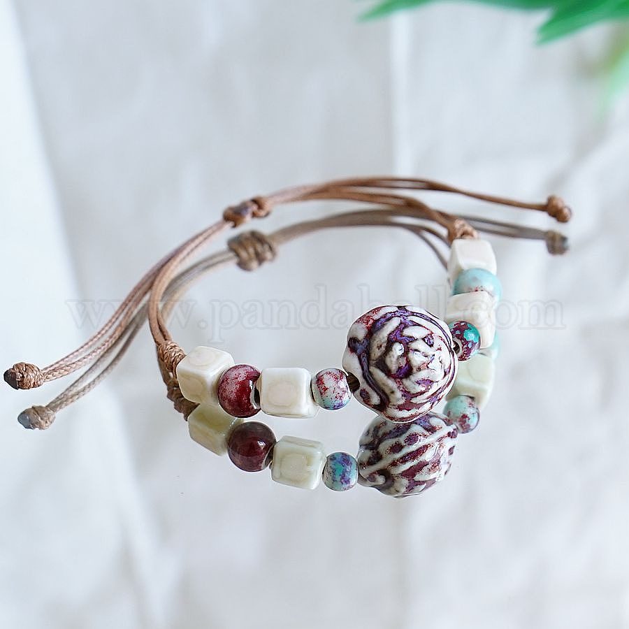 Wholesale Round Ceramic Beads Braided Bead Bracelets - Pandahall.com