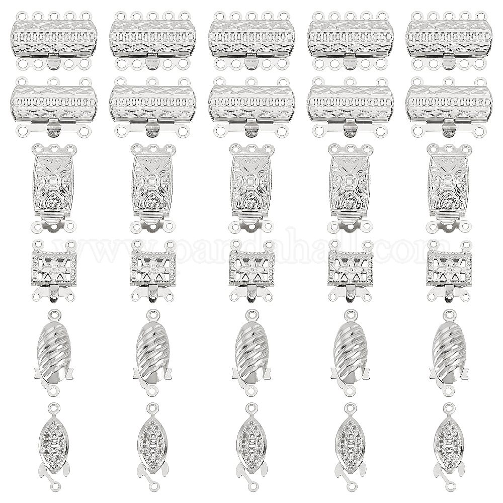 Wholesale 60 Sets 6 Styles 304 Stainless Steel Box Clasps - Pandahall.com