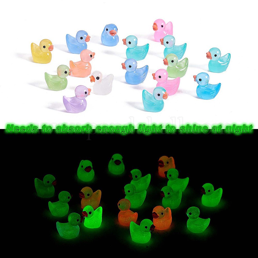 Wholesale 100Pcs Luminous Tiny Ducks Mini Resin Duck Colorful Miniature ...