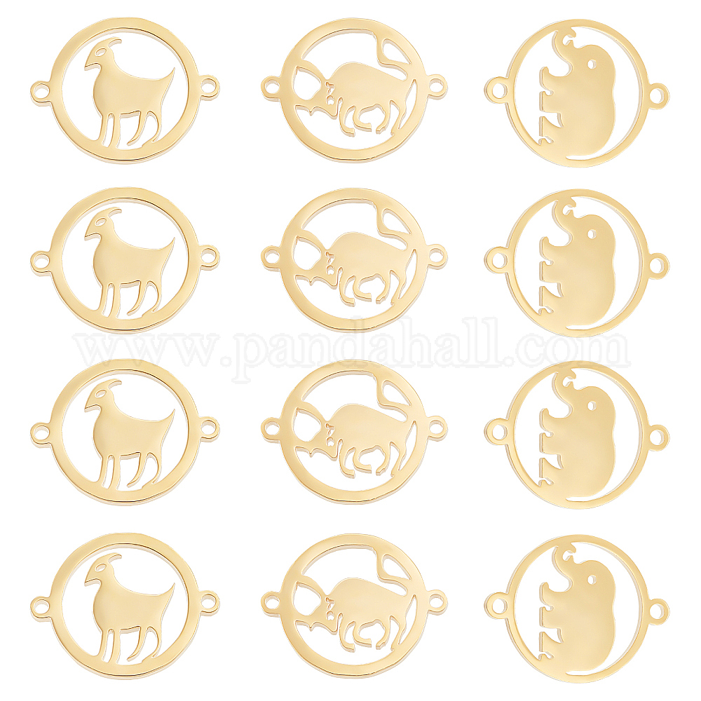 Wholesale 12Pcs 3 Style PVD Vacuum Plating 201 Stainless Steel Links ...