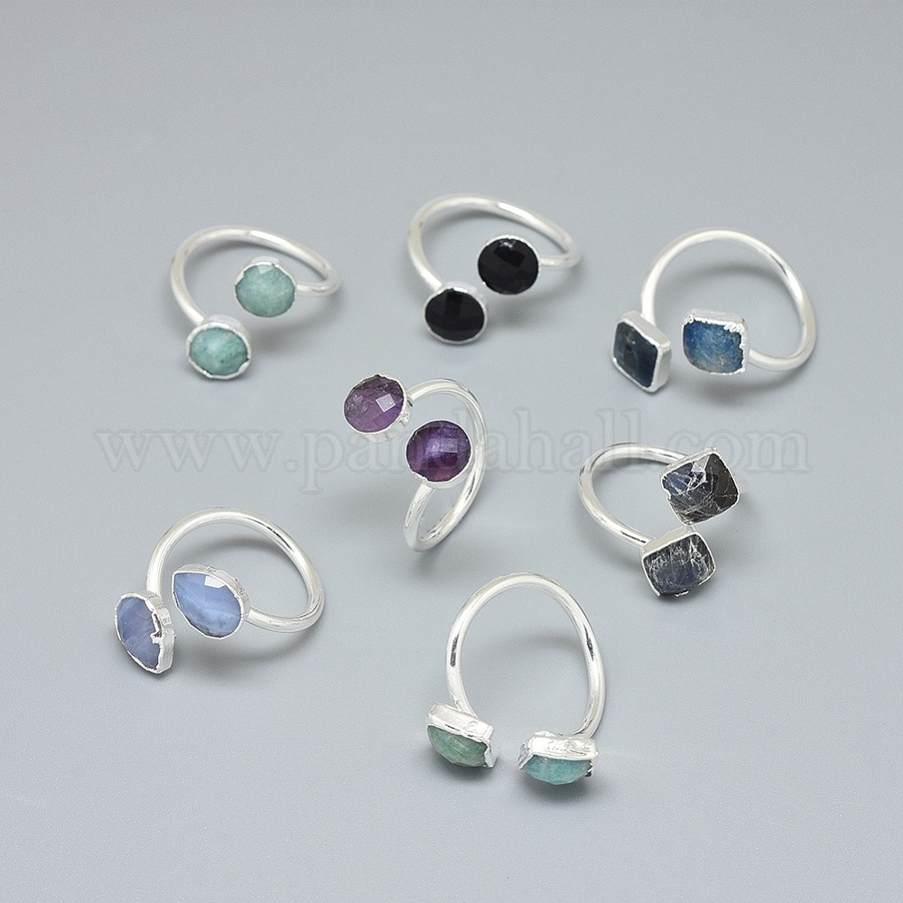 Wholesale Adjustable Natural Gemstone Finger Rings - Pandahall.com