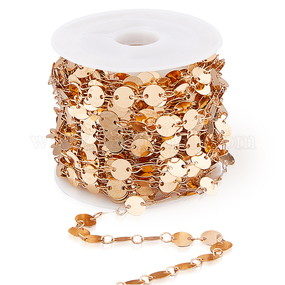 Wholesale 6M Brass Flat Round Link Chains - Pandahall.com