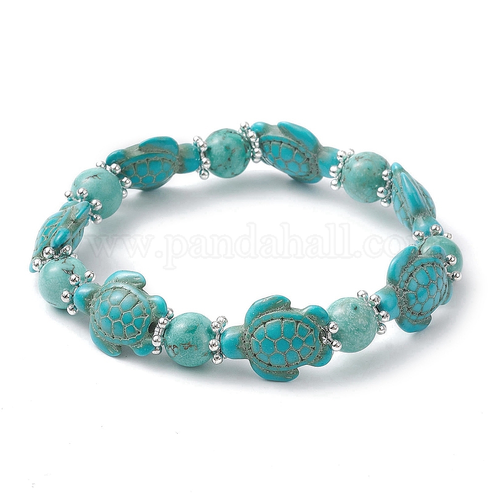 Wholesale Synthetic Turquoise Tortoise Beaded Stretch Bracelets ...
