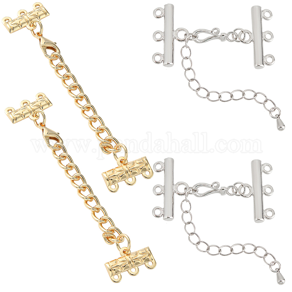 Wholesale 4 Sets 2 Style Brass Chain Extender with Lobster Claw Clasps ...
