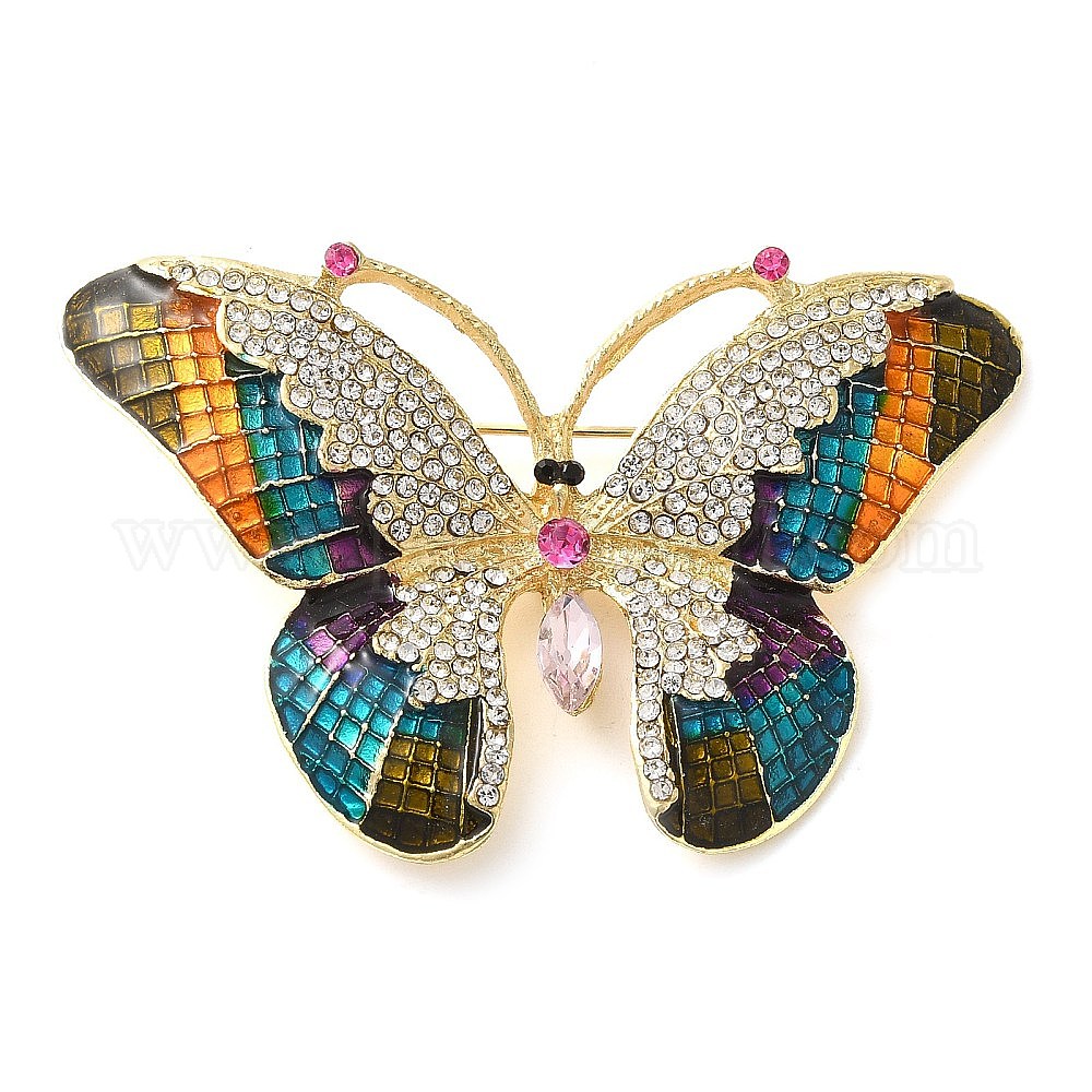 Wholesale Butterfly Pave Colorful Rhinestone Brooch - Pandahall.com