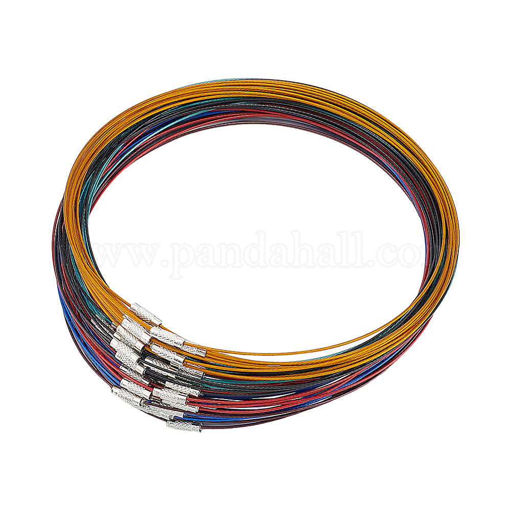 Wholesale 60Pcs 6 Colors Stainless Steel Wire Necklace Cord DIY Jewelry ...