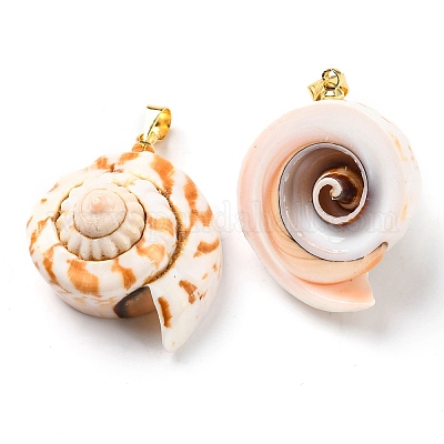 Wholesale Natural Spiral Shell Red Lip Shell Pendants - Pandahall.com