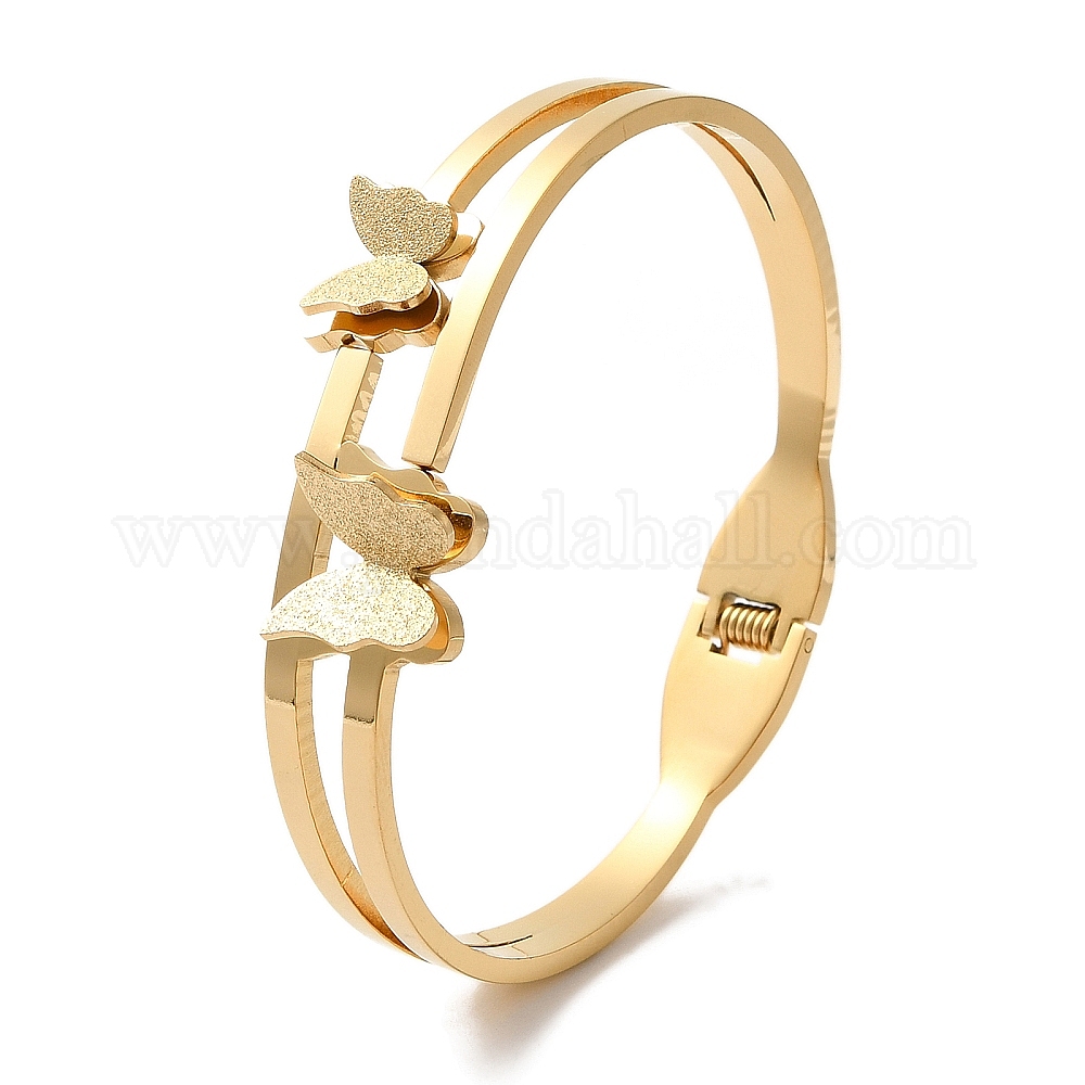 Wholesale Adjustable Buttetrfly PVD Vacuum Plating 304 Stainless Steel Bangles for Women ...