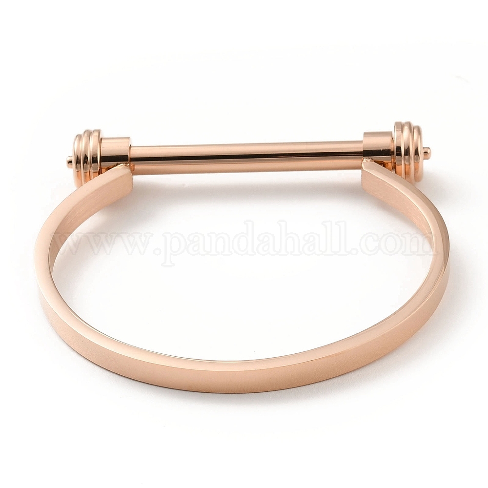Wholesale 304 Stainless Steel D Shape Bar Screw Bangle - Pandahall.com
