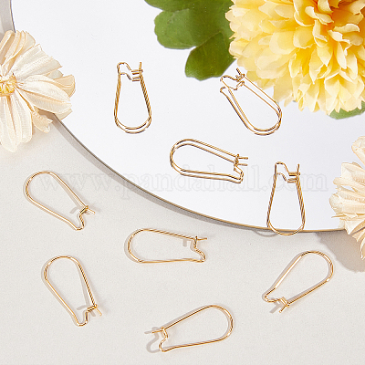 Wholesale Beebeecraft 50Pcs Box Kidney Earring Hooks 18K Gold Plated Kidney Ear Wires Earring Hooks 10.5x25mm Dangle Wire for Jewelry Making Pandahall