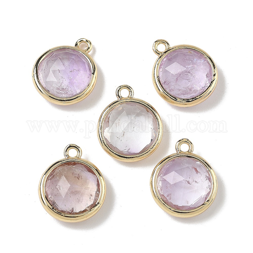 Wholesale Natural Amethyst Faceted Flat Round Charms - Pandahall.com