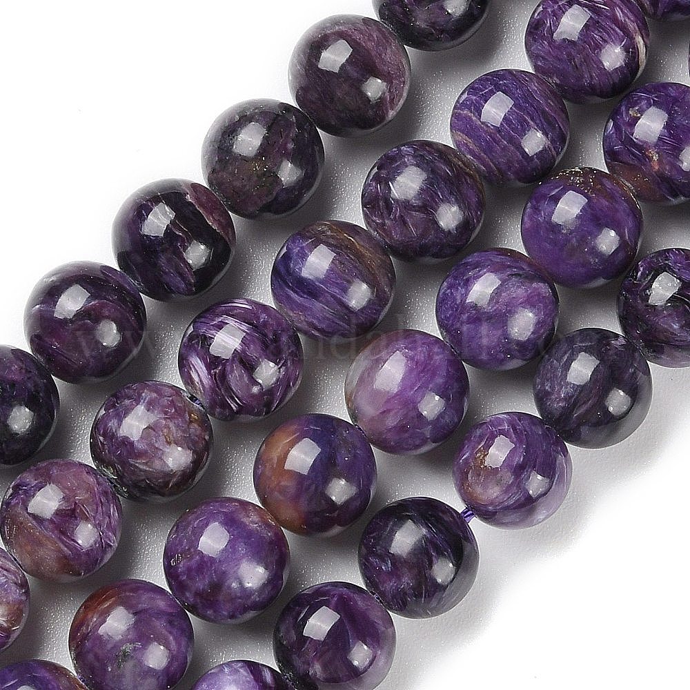 Wholesale Grade A Natural Charoite Round Bead Strands - Pandahall.com