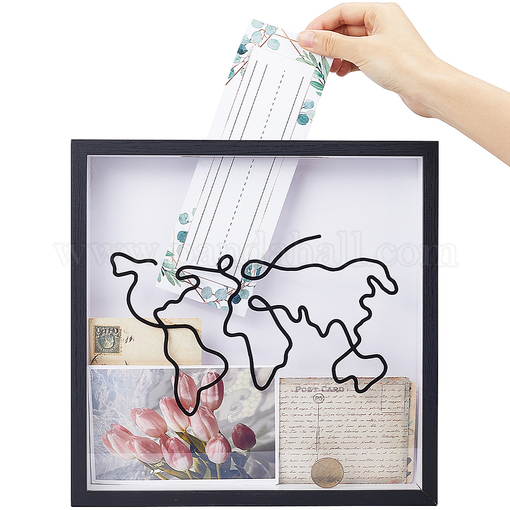 Wholesale Square Wood Wall Mounted Stamp Storage Boxes with Clear ...