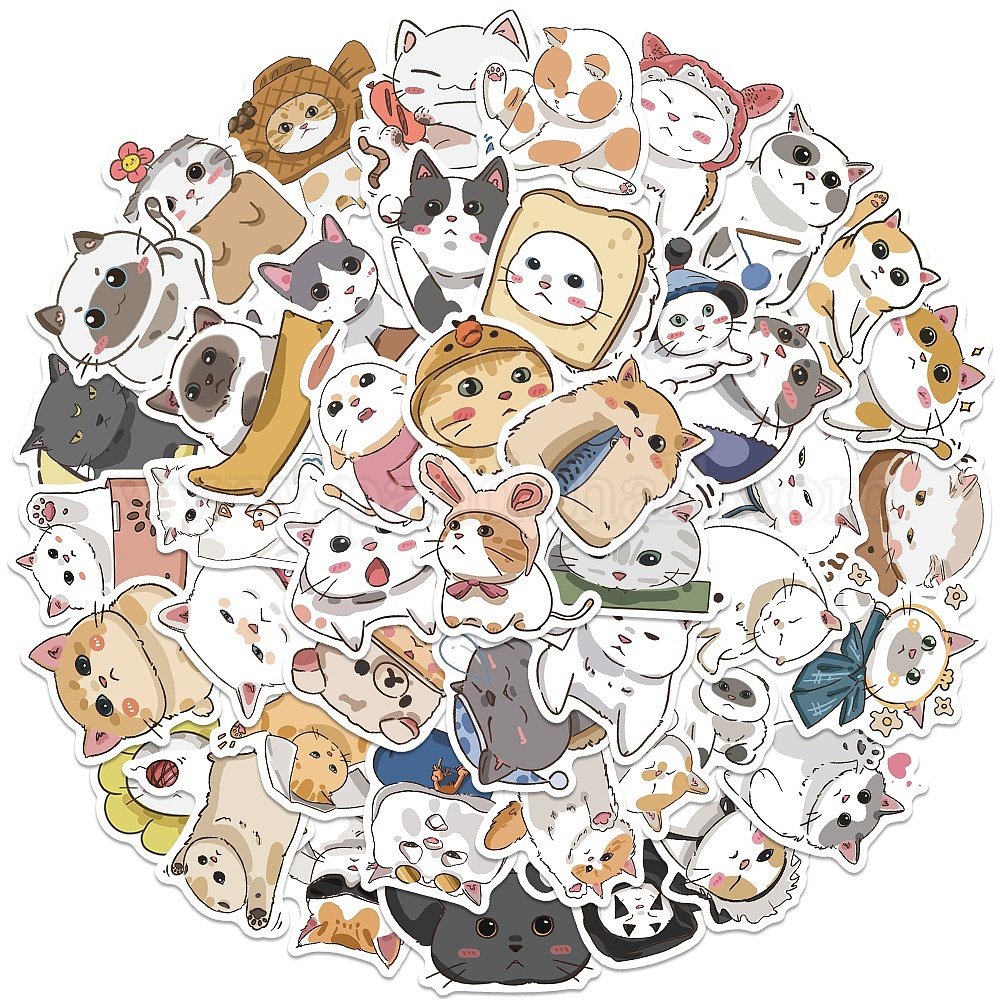 Wholesale Colorful Cartoon Cat Paper Stickers - Pandahall.com