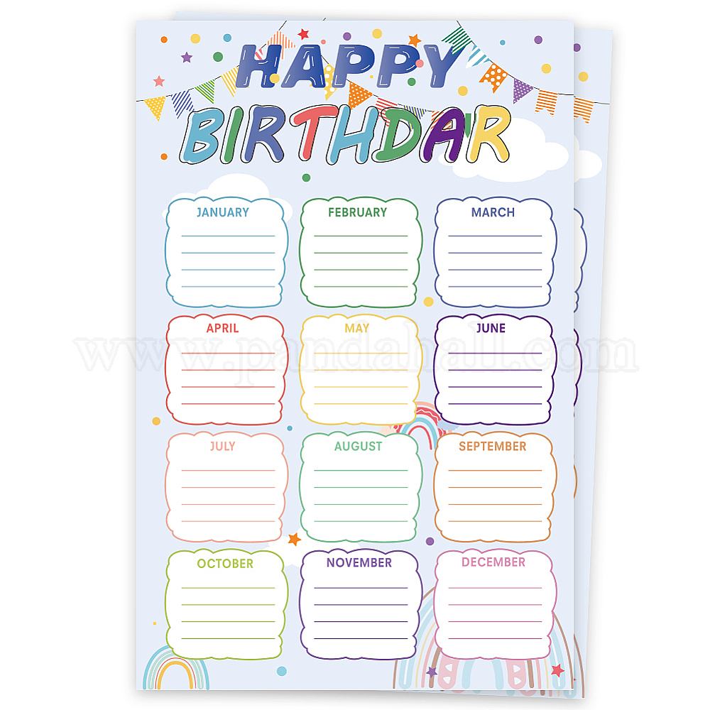 Wholesale 2Pcs Reusable Happy Birthday Chart Posters - Pandahall.com