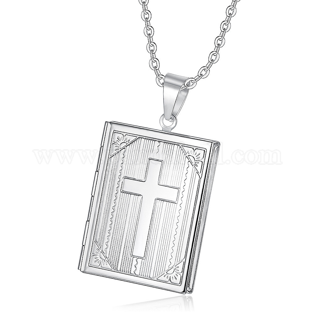 Wholesale Stainless Steel Rectangle with Cross Pendant Necklace ...