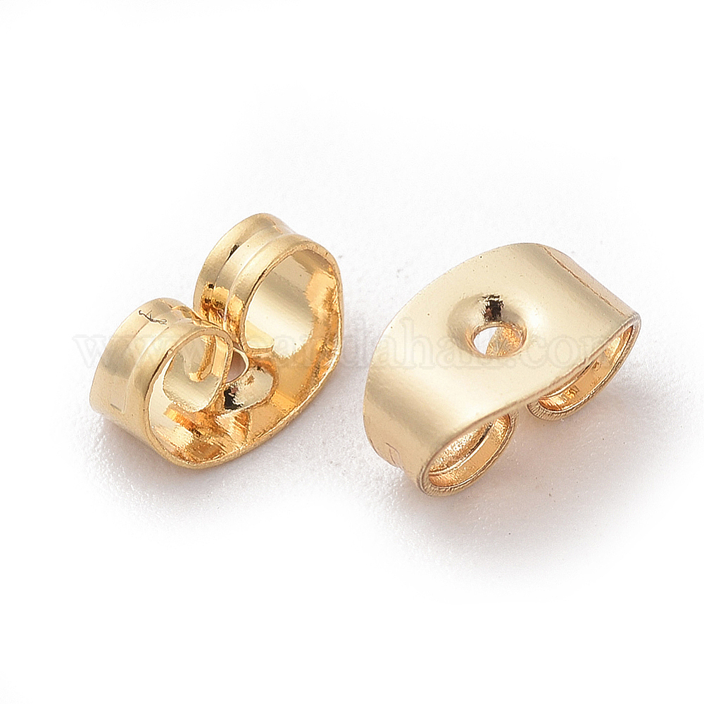 真鍮ピアスキャッチ スタッド イヤリングのフリクション イヤリング バック 長持ちメッキ ニッケルフリー 18KGP本金メッキ 5x3.5x2.5mm 穴：0.8mmの通販 ...