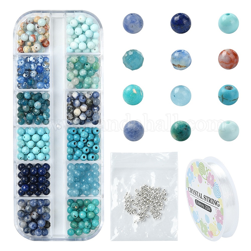 Wholesale DIY Round Natural Gemstone Beads Bracelets Making Kits ...