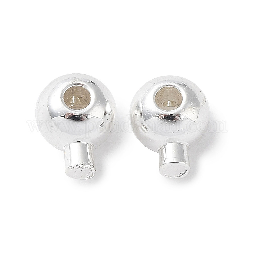 真鍮製つぶし玉カシメ玉 長持ちメッキ ラウンド 銀 5x3.5x3.5mm 穴：0.9mmの通販 - PandaHall（パンダホール）