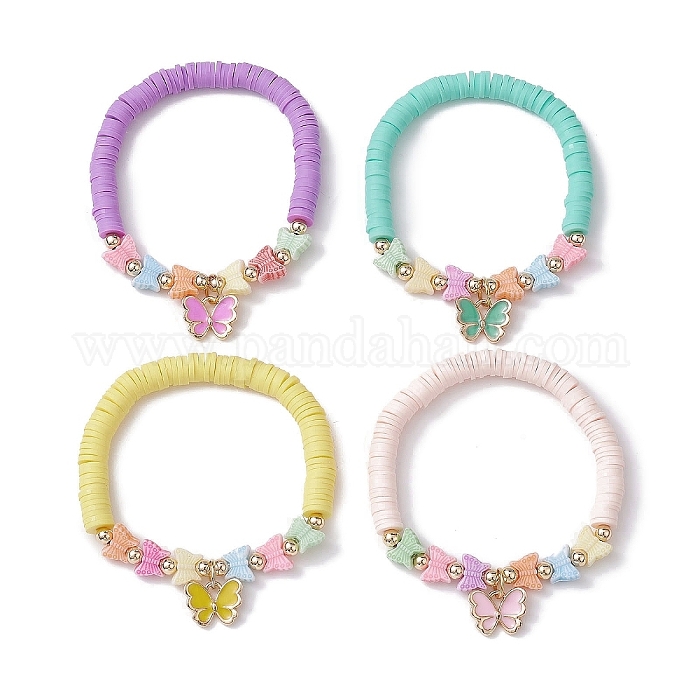Wholesale Polymer Clay Heishi Surfer Stretch Bracelet with Acrylic ...