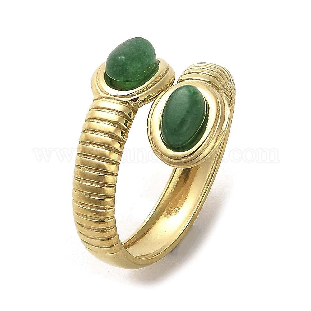 Wholesale Green Natural Dyed Jade Snake Open Cuff Ring - Pandahall.com