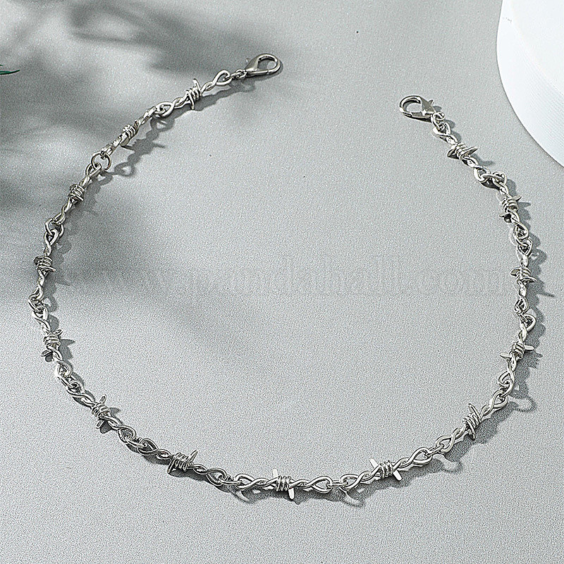 Wholesale Alloy Barbed Wire Link Chain Necklaces - Pandahall.com