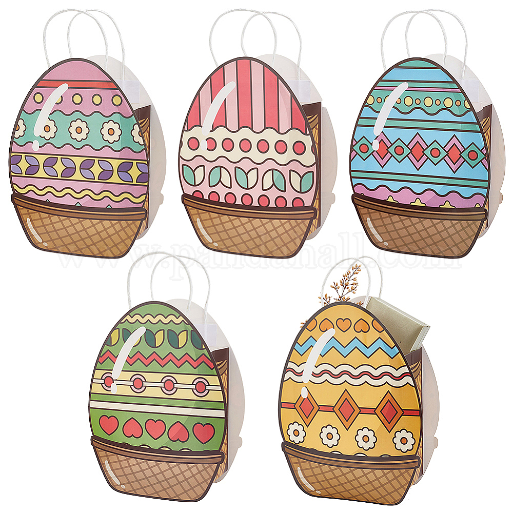Wholesale 5pcs 5 colors Easter Egg Shaped Paper Bags - Pandahall.com