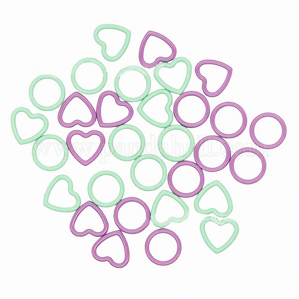 スプレー塗装亜鉛合金合金編みステッチマーカーリング ハート柄 1.32cm 32個/袋の通販 - PandaHall（パンダホール）