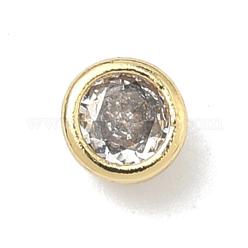 Wholesale Flat Round Brass Micro Pave Cubic Zirconia Cabochons ...