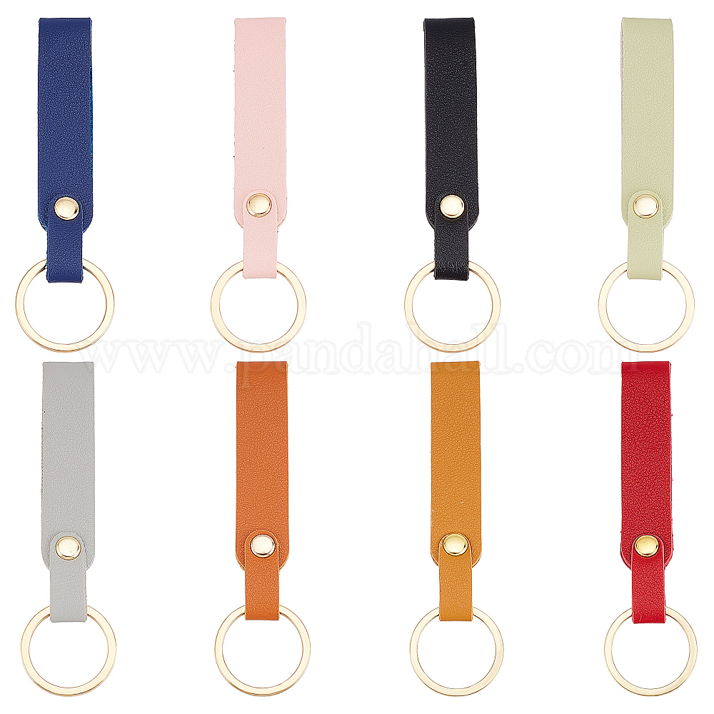 Wholesale 8Pcs 8 Colors PU Imitation Leather Keychains - Pandahall.com