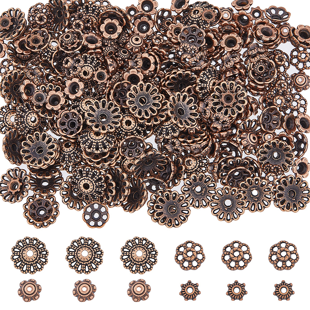 Wholesale 320pcs 4 styles Tibetan Style Alloy Caps - Pandahall.com