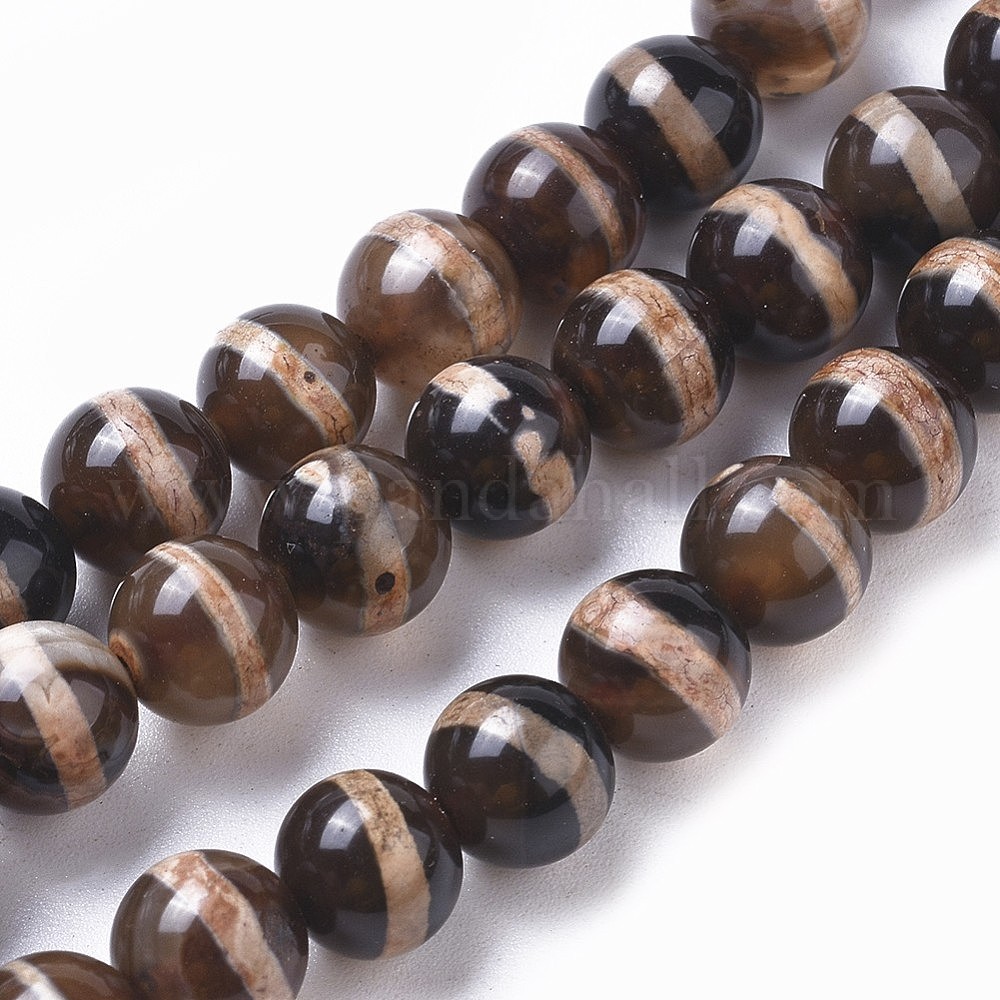 Wholesale Tibetan Style Striped Pattern dZi Beads - Pandahall.com