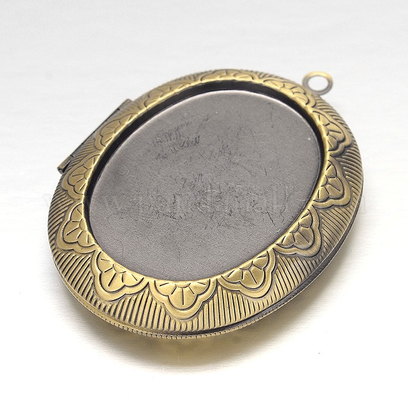 Wholesale Carved Oval Rack Plating Brass Locket Pendant Cabochon ...