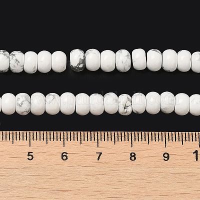 Synthetic Howlite Beads Strands Rondelle 6x4mm Hole 0.8 1mm About 89pcs strand 14.37 14.96 36.5 38cm Howlite Rondelle