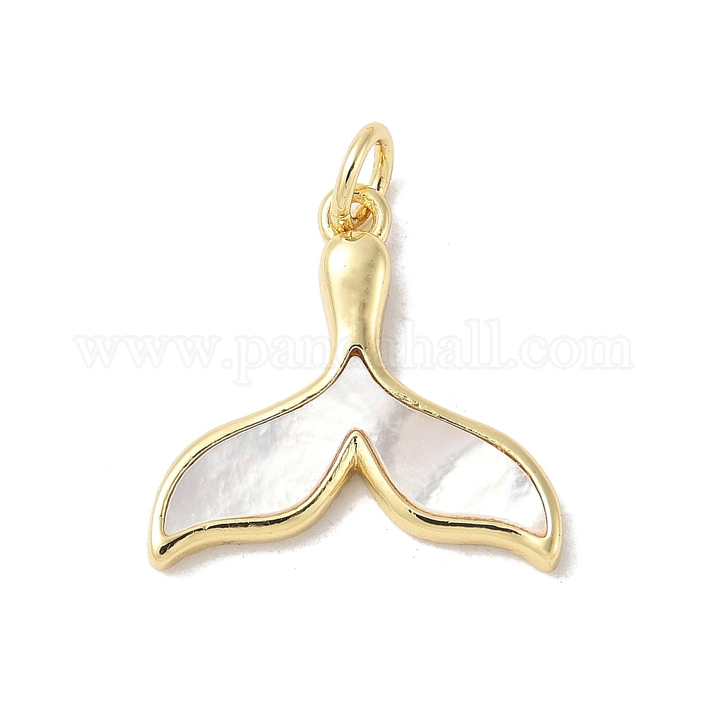 Wholesale Brass Pave Natural White Shell Pendants - Pandahall.com