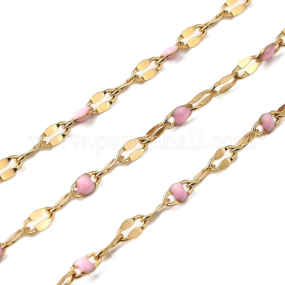 304ステンレススチールダップチェーン エナメル ハンダ付け スプールで 18KGP本金メッキ パールピンク 2mmの通販 - PandaHall（パンダホール）