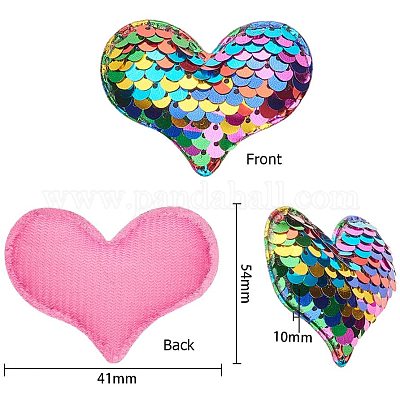 Wholesale Glitter Sequins Fabric Heart Padded Patches - Pandahall.com
