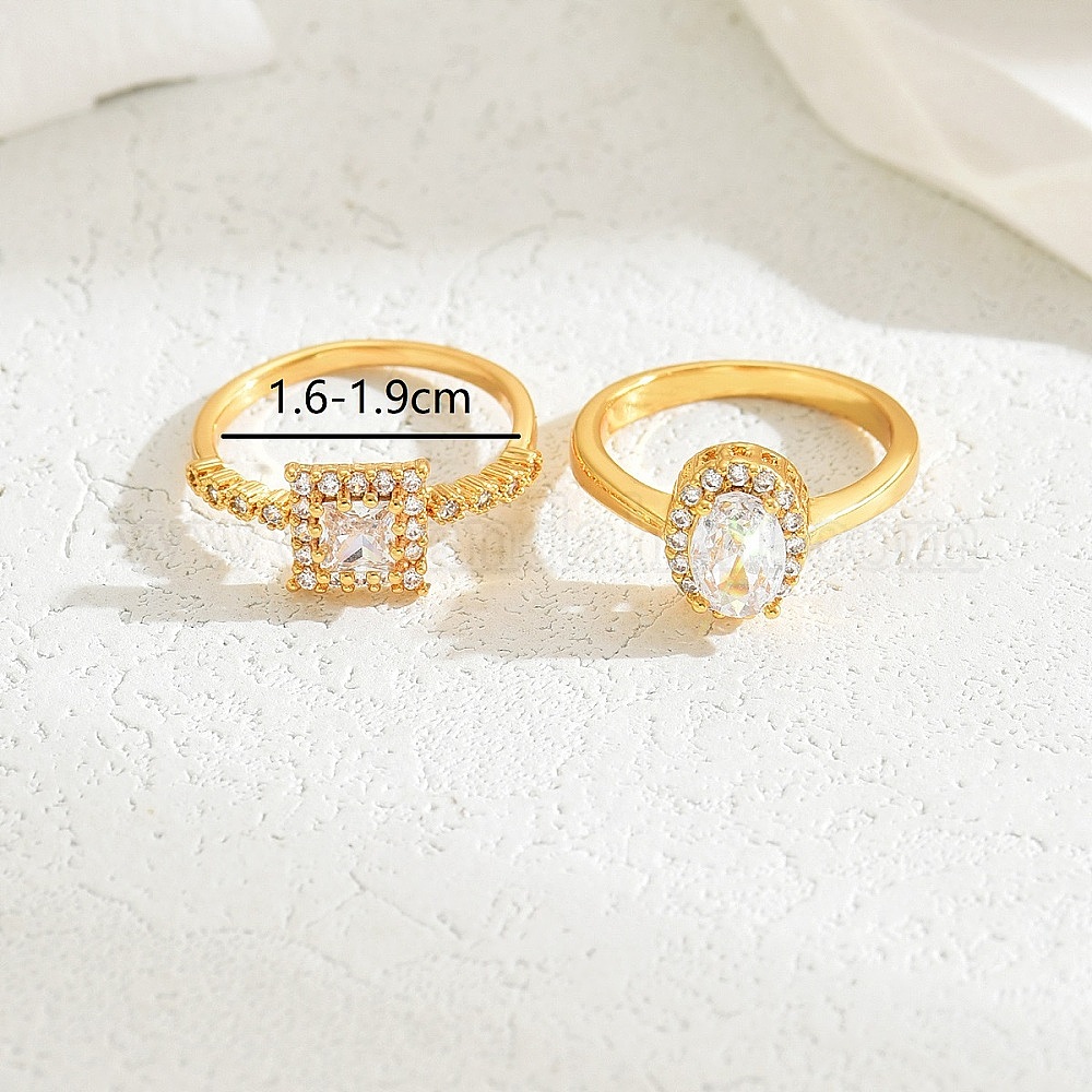 Wholesale Luxurious Sparkling Zircon Square Ring Set for Couples Wedding Jewelry. - Pandahall.com