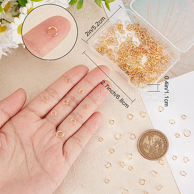 300個 3スタイル ラックメッキ 真鍮丸カン オープン丸カン 長持ちメッキ 24KGP本金メッキ 4~6x0.8mm 18~20ゲージ 内径 ...