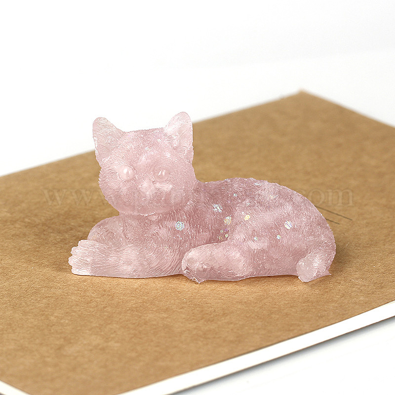 Wholesale Natural Rose Quart Cat Display Decorations - Pandahall.com