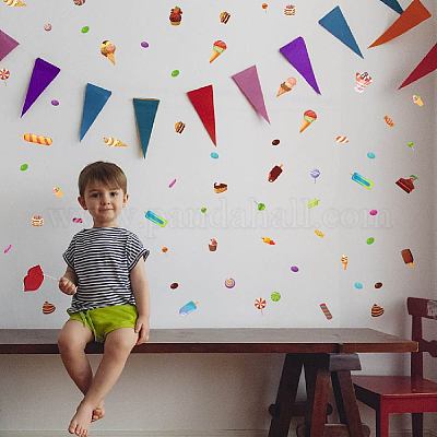 Wholesale SUPERDANT 88 Pieces Colorful Ice Cream Donut Wall Stickers Peel and Stick Candy Cake Wall Decals Vinyl Lollipop Sticker for Dessert Shop Bakery Candy Store Wall Decor Fridge Door Furniture D...