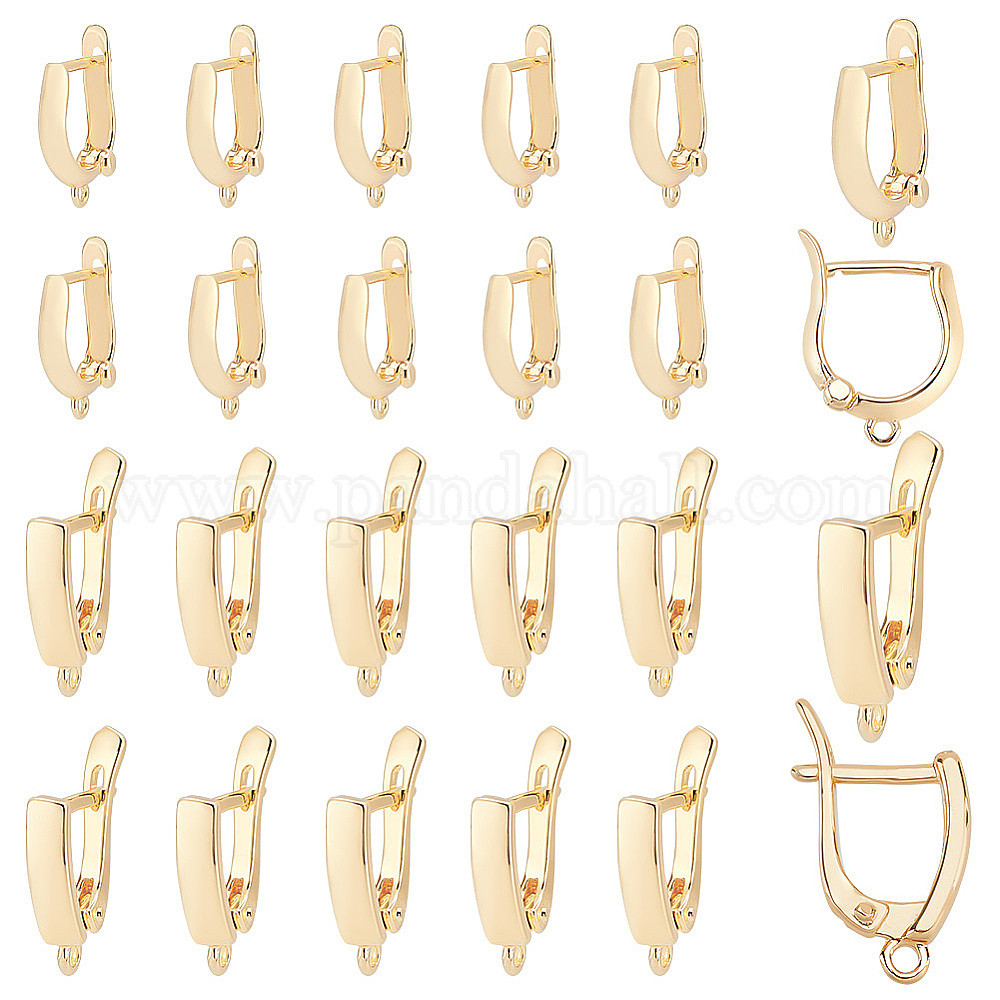 Wholesale 24Pcs 2 Style Brass Hoop Earring Findings - Pandahall.com
