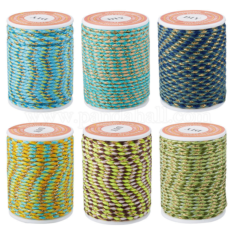 Wholesale 6 Rolls 6 Colors 4-Ply Polycotton Cord Metallic Cord ...